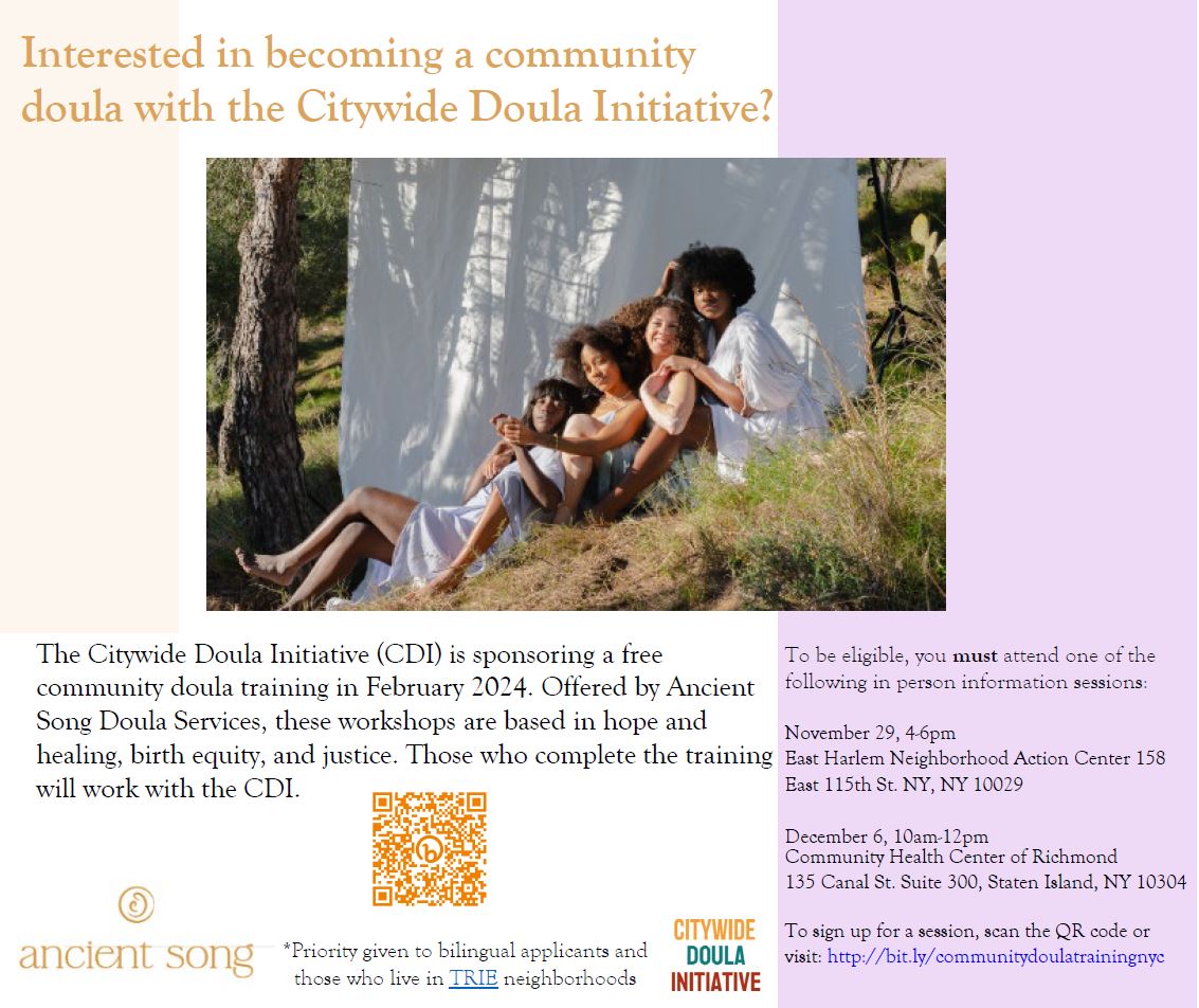 Free Upcoming Citywide Doula Initiative Doula Training - February 2024 – The Mothership NYC